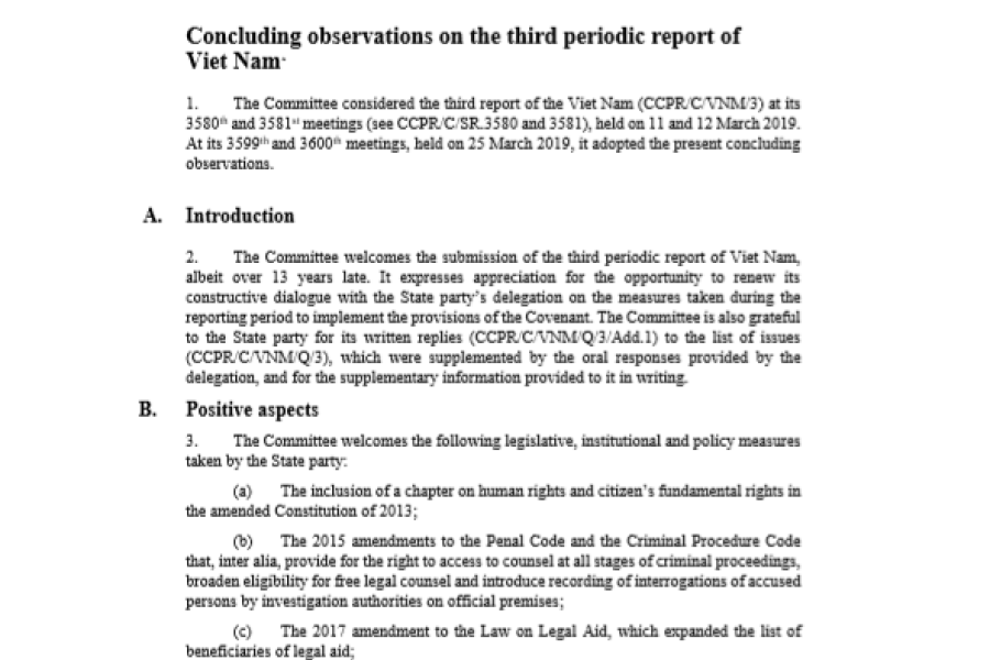 Recommendations to Viet Nam by the UN Human Rights Committee | United ... Recommendations to Viet Nam by the UN Human Rights Committee | United ...